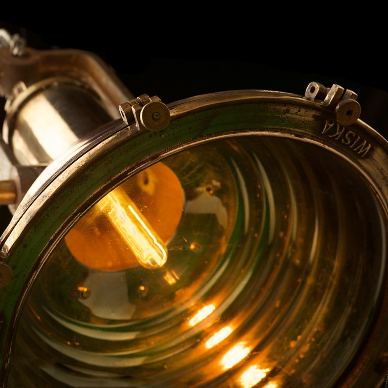 Large Vintage Brass ships deck light - Edison Light Globes Pty Ltd
