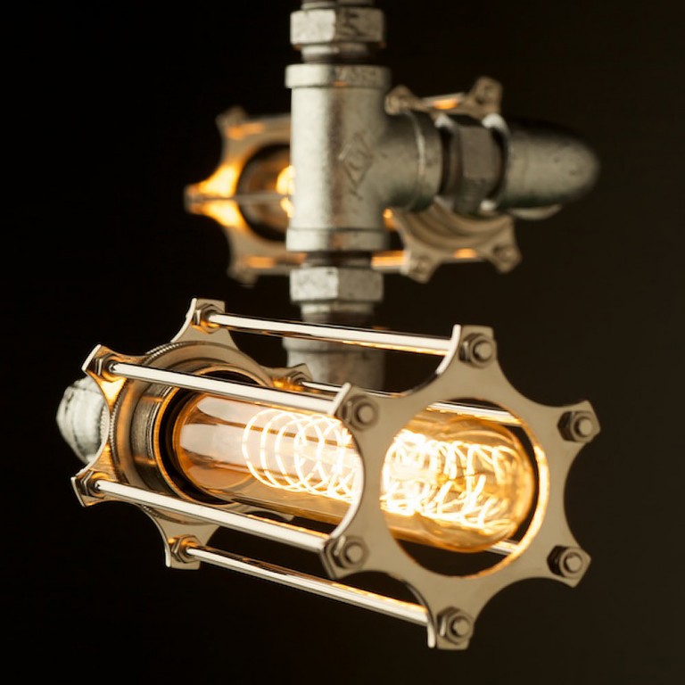 Industrial Galvanised Twin Cage Tube Ceiling Light