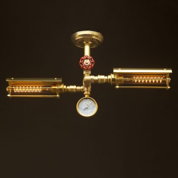 Industrial solid brass twin cage tube ceiling light