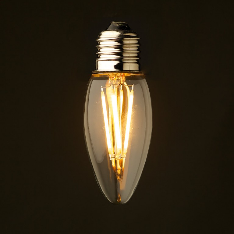 3 Watt Dimmable Filament LED E27 Candle Bulb