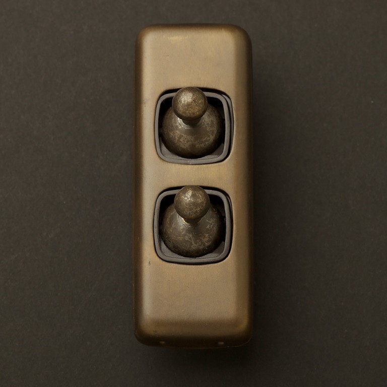 Traditional Antique Brass double rocker switch