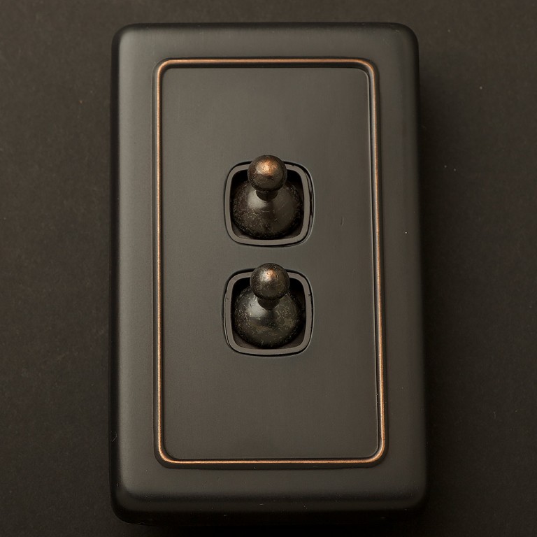 Traditional Antique Copper large plate double rocker switch