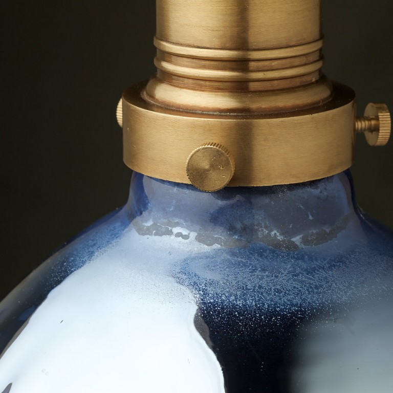 Small Blue Quilted Glass Mercury X-Ray Shade Pendant