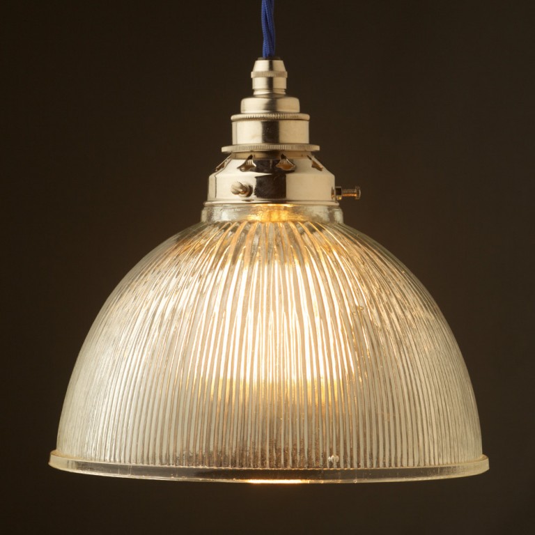Ribbed Glass Dome Pendant