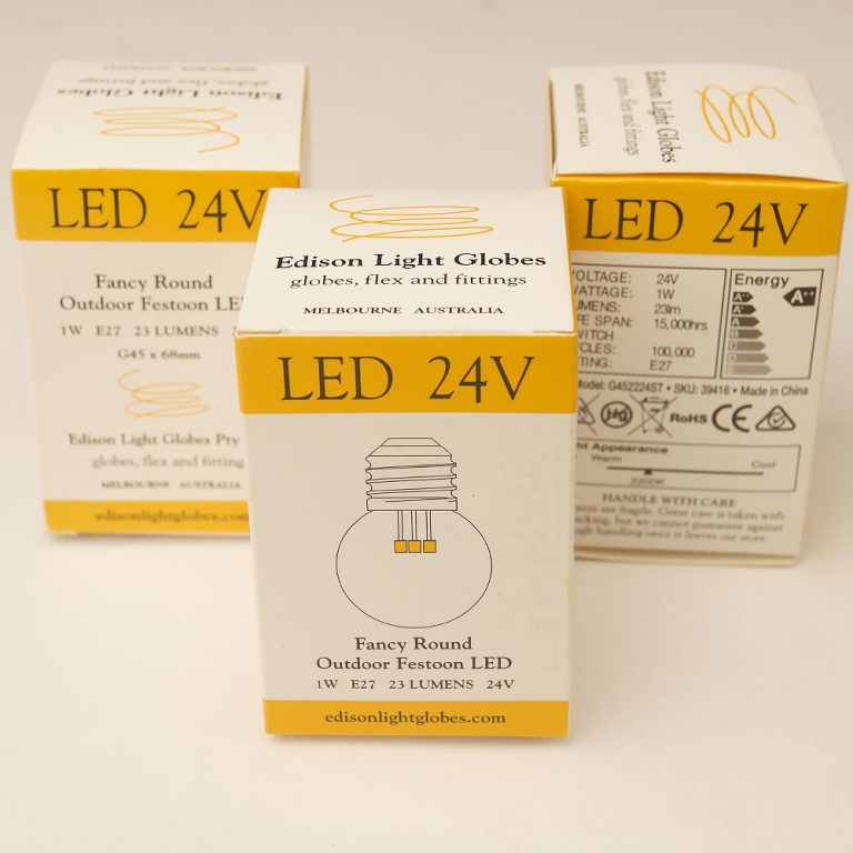 24V Fancy Round 1W LED 2000K Clear Festoon Bulb
