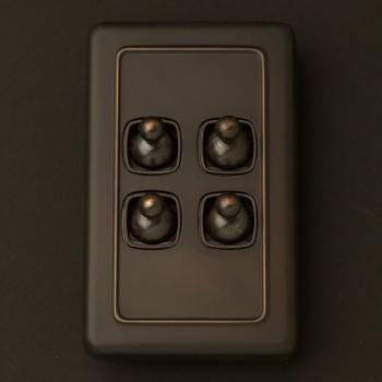 Traditional Antique Copper large plate quad rocker switch