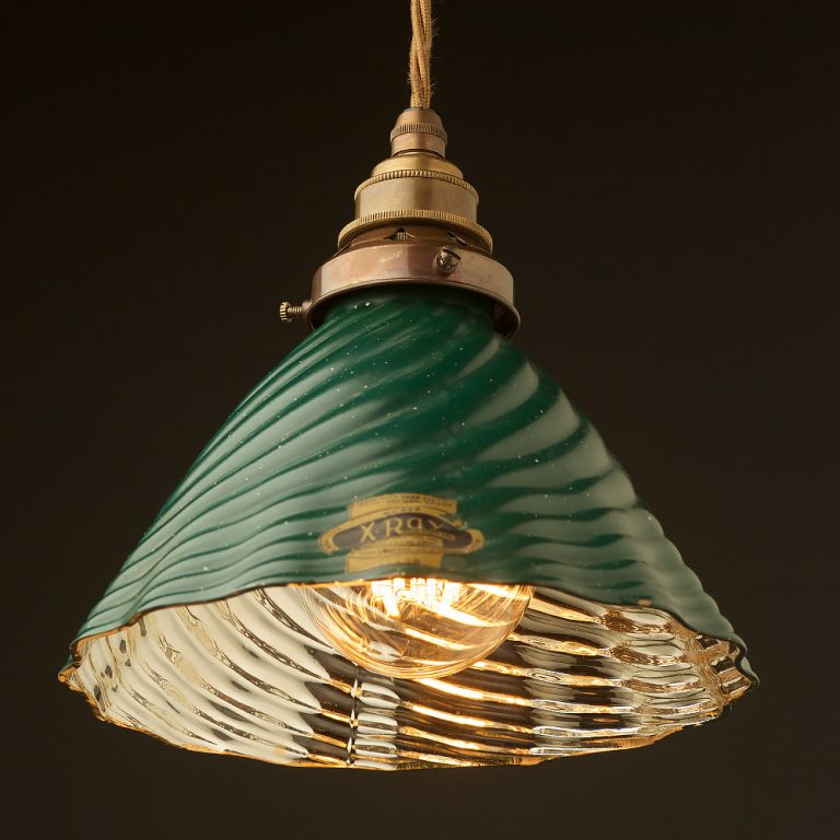 Ribbed Glass green X-Ray shade Pendant