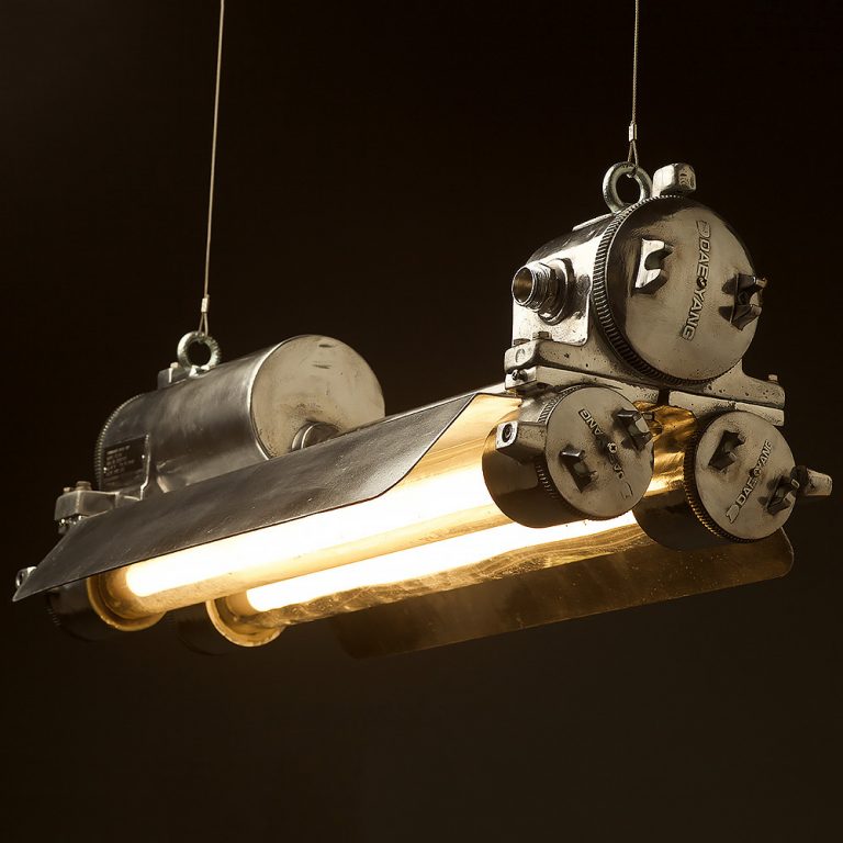 Flame proof cast aluminium vintage twin tube light