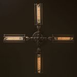 Propeller style 4 bulb pipe hub wall light