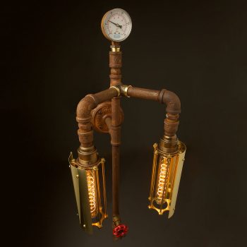 Industrial plumbing pipe twin cage tube wall light