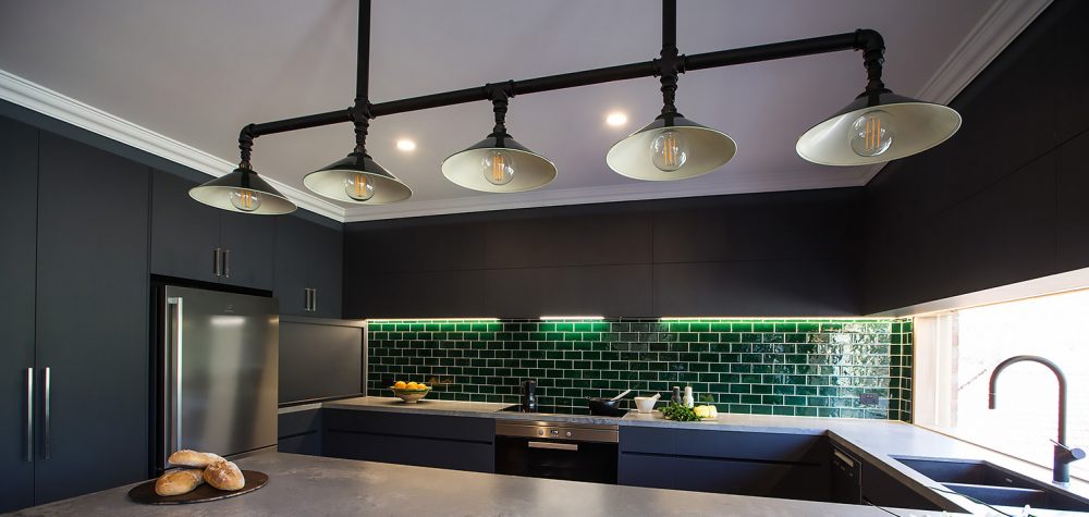 Kitchen bench overhead decorative task lighting - Edison Light Globes ...