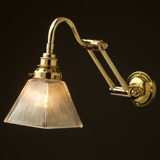 Two bend adjustable solid brass arm wall light