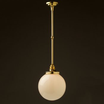200mm opal glass spherical brass fixed rod light