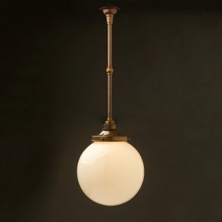 200mm opal glass spherical brass fixed rod light