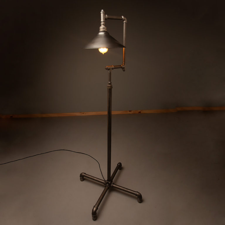 Metal shade plumbing pipe floor lamp - Edison Light Globes Pty Ltd