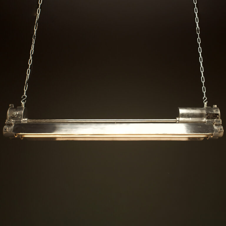 Long Flame proof cast aluminium vintage twin tube light