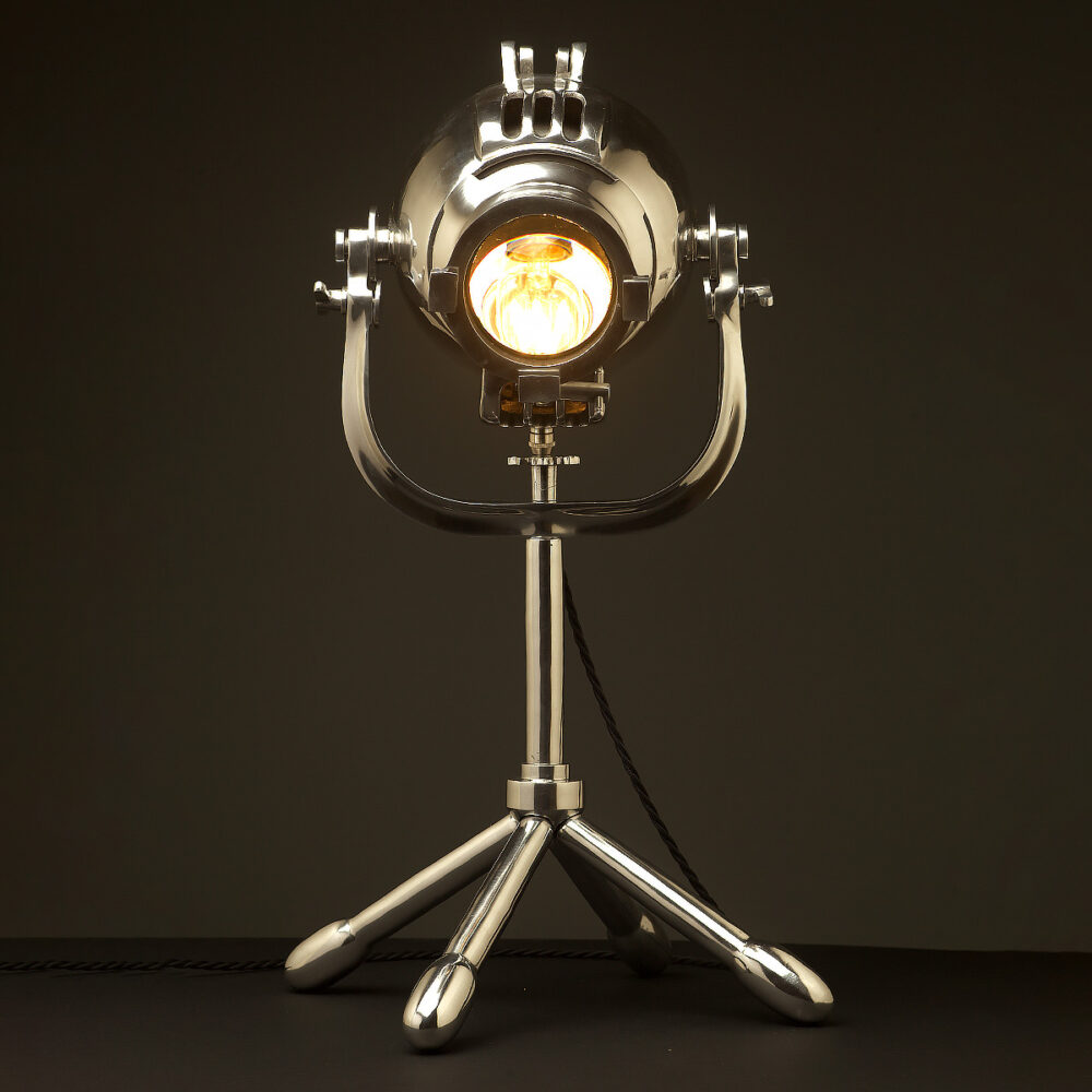 Reproduction Polished Aluminum Theater Spotlight table lamp