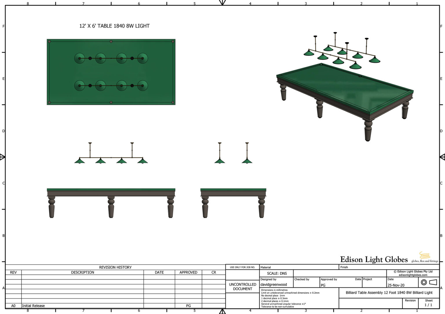Billiard Table Lighting examples - Edison Light Globes Pty Ltd