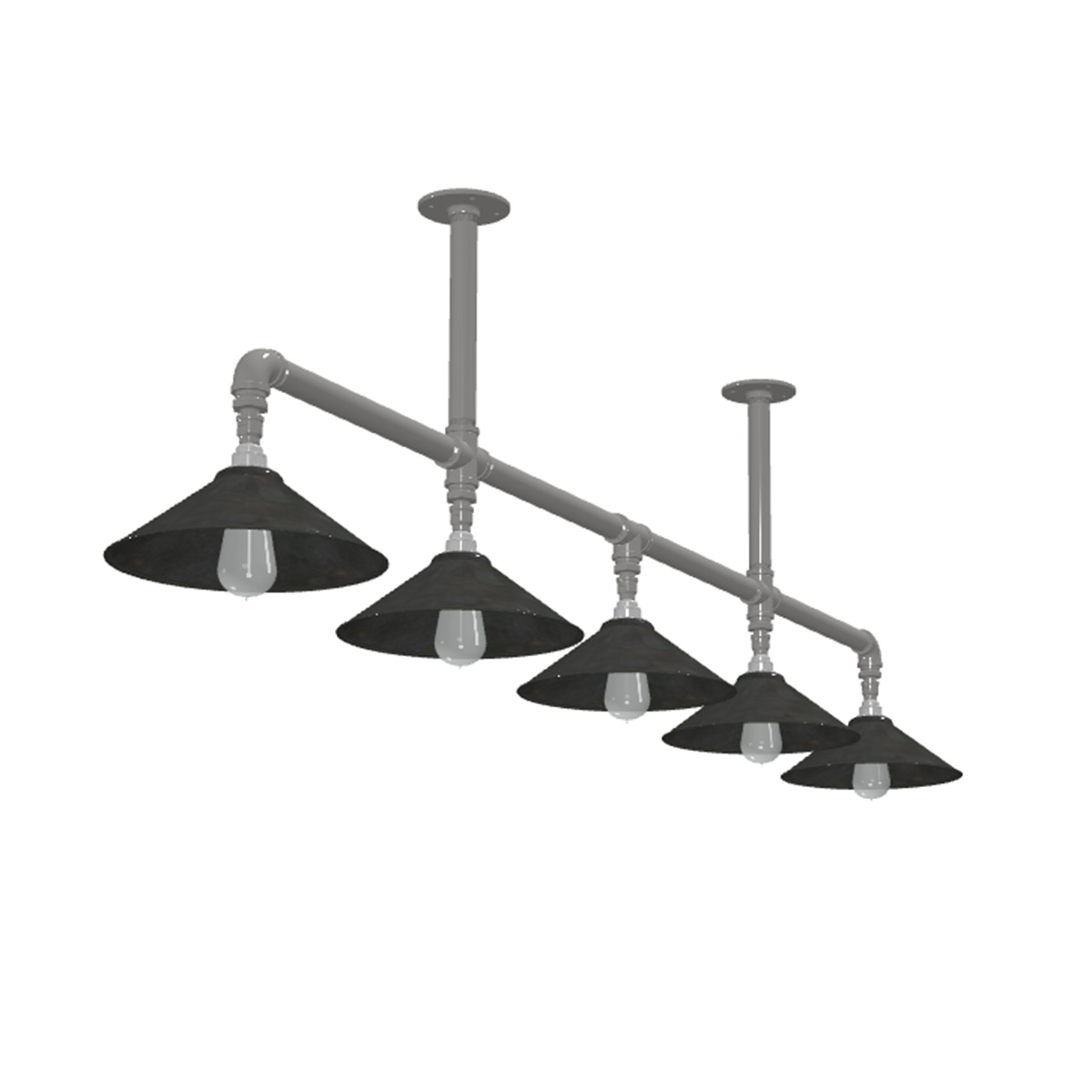 Galvanised plumbing pipe large shade long table light - Edison Light ...