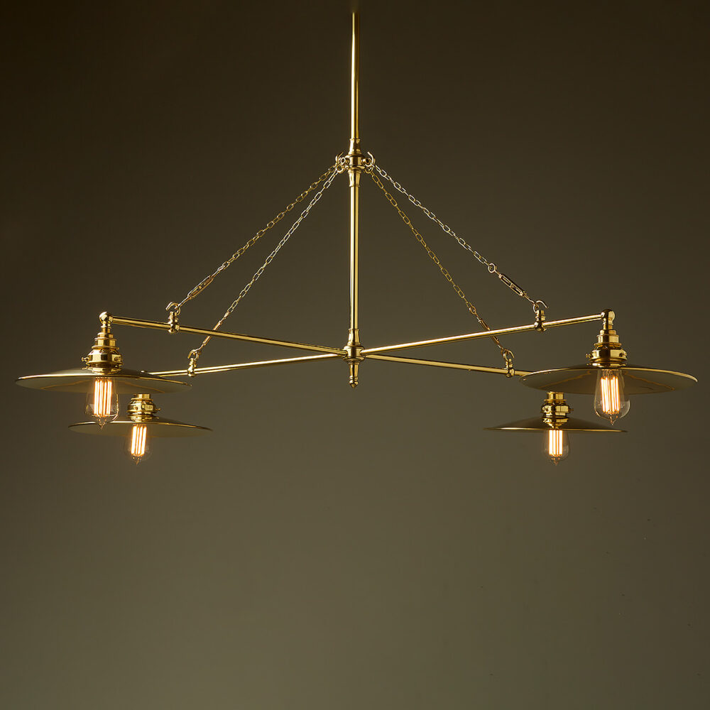 Full Size Billiard Table Light: Vintage Edison Polished Brass