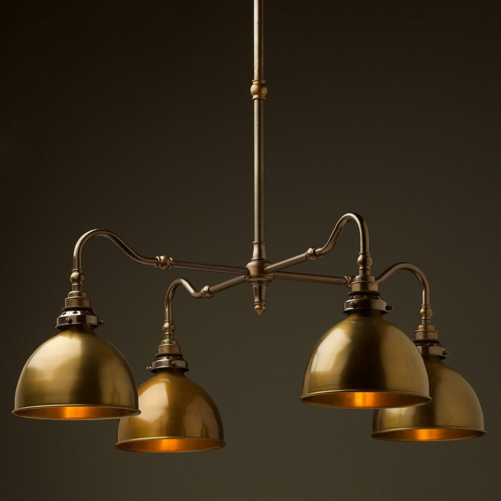 Brass Four Bulb E27 Adjustable Shade Light