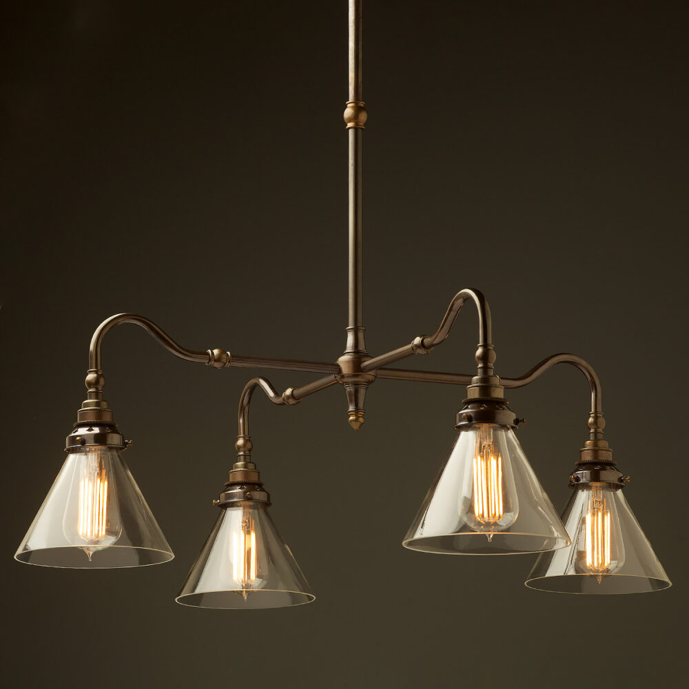 Brass Four Bulb E27 Adjustable Shade Light