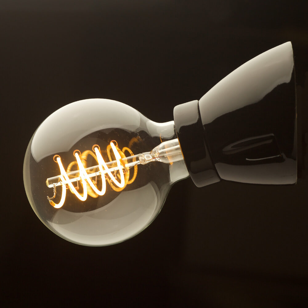 Affordable Black Porcelain Angled Batten Holder Edison E27 Fitting