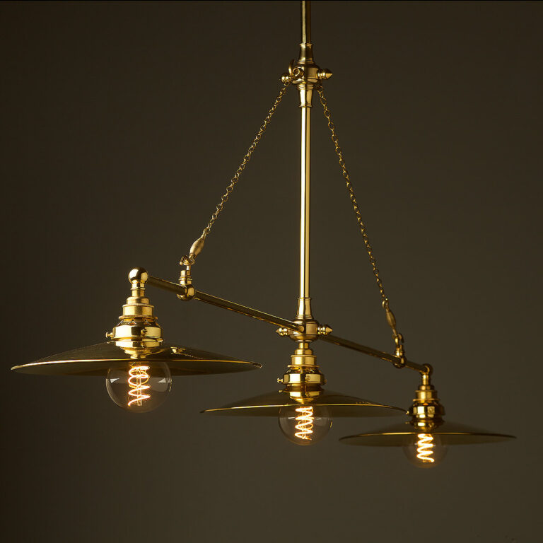 Polished Brass Single Drop Long Billiard Table Light