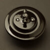 Black Porcelain single turn light switch with mount plate